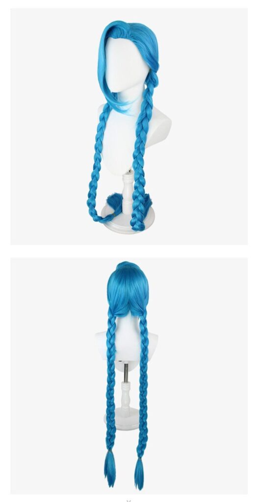 Jinx League of Legends Wig: Blue Braided Pigtail for Gamers - CosplaySpa